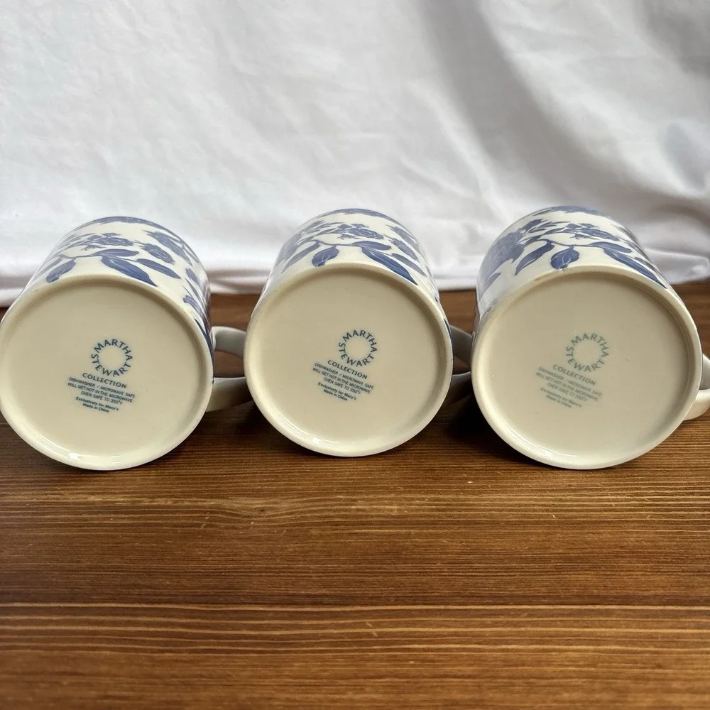 Martha Stewart | Dining | Set Of 3 Martha Stewart Orleans Peony Blue ...